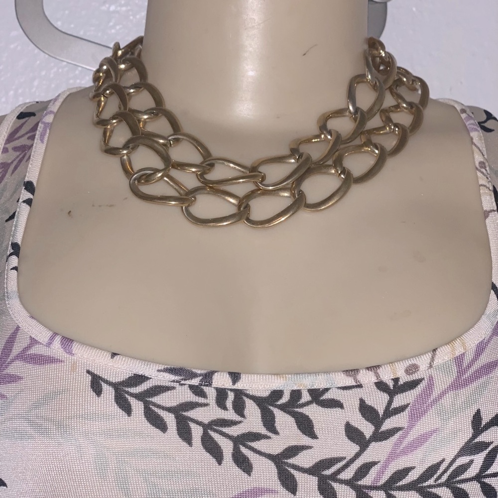 Double Layer Big Gold Chain Statement Necklace - Gem